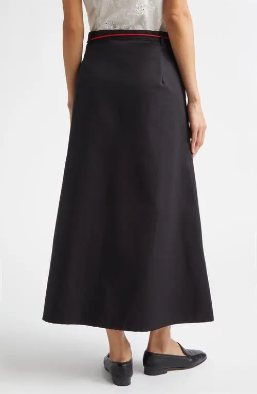 KUR Shoelace Belt Patch Pocket A-line Midi Skirt