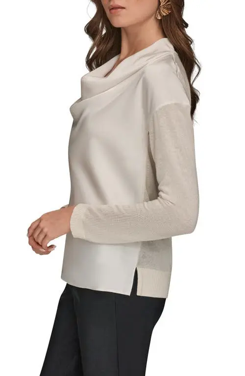 Donna Karan New York Mixed Media Cowl Neck Top