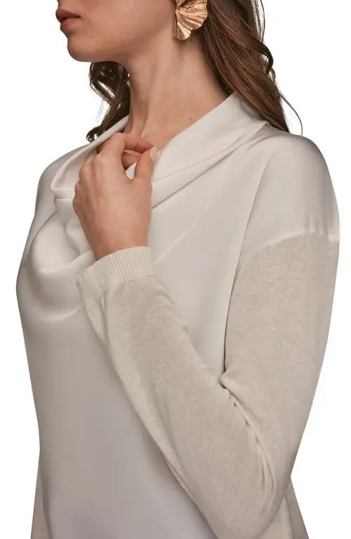 Donna Karan New York Mixed Media Cowl Neck Top