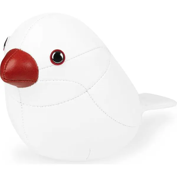 ZUNY Java Sparrow Faux Leather Paperweight - White Red