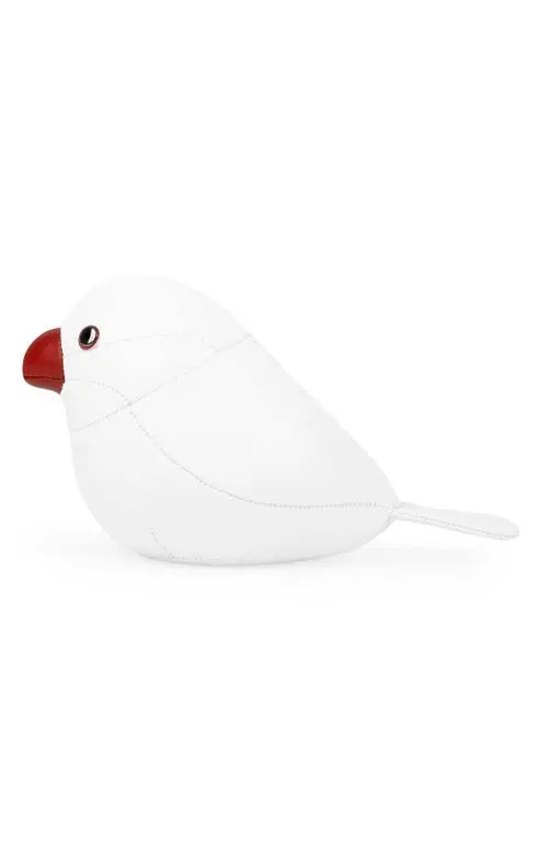 ZUNY Java Sparrow Faux Leather Paperweight - White Red