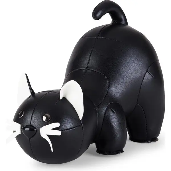 ZUNY Cat Faux Leather Bookend - Black White