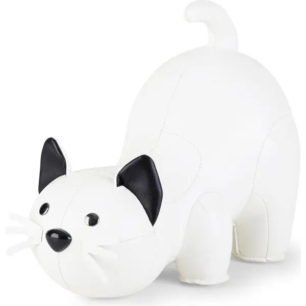 ZUNY Cat Faux Leather Bookend - White Black