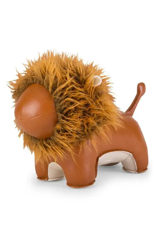 ZUNY Lion Lino Faux Leather Bookend - Tan Wheat