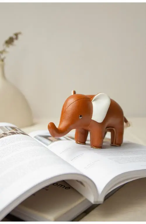 ZUNY Elephant Paperweight - Tan White