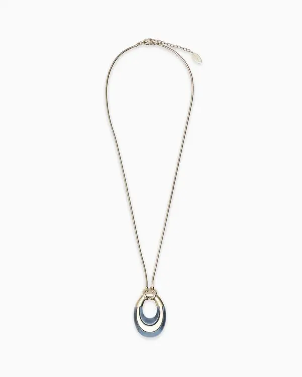 Giorgio Armani Brass And Resin Drop Necklace - Grey