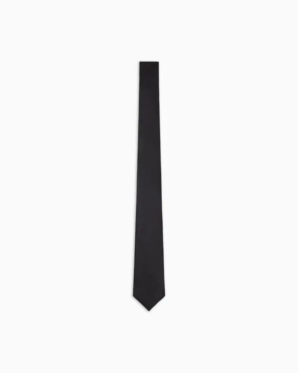 Giorgio Armani Chevron Jacquard Pure Silk Neck Tie - Black