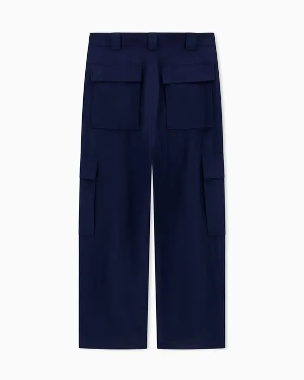 Giorgio Armani Viscose And Linen Canvas Cargo Trousers
