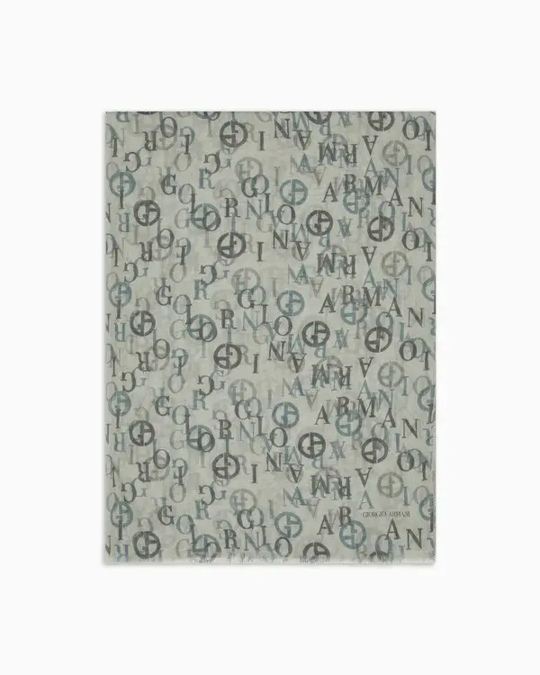 Giorgio Armani Printed Cashmere And Modal Stole - Light_blue