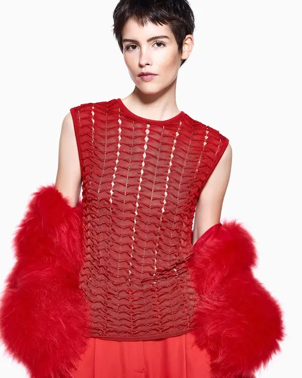 Giorgio Armani Viscose Top With Ruffle Motif