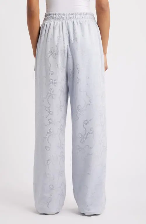 LoveShackFancy Momo Crystal Bow Wide Leg Sweatpants