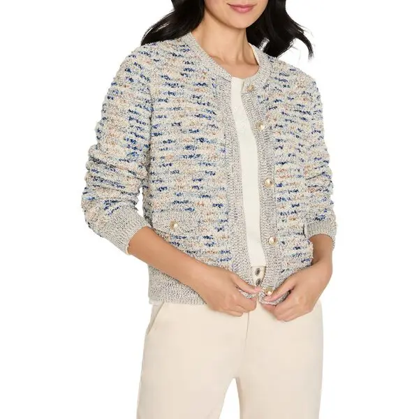 NIC+ZOE Metallic Cotton-blend Cardigan