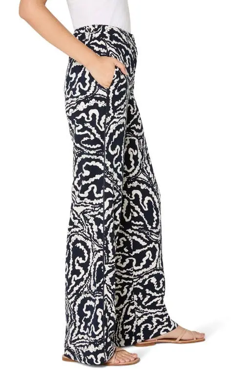 NIC+ZOE Indigo Leaf Wide Leg Trousers