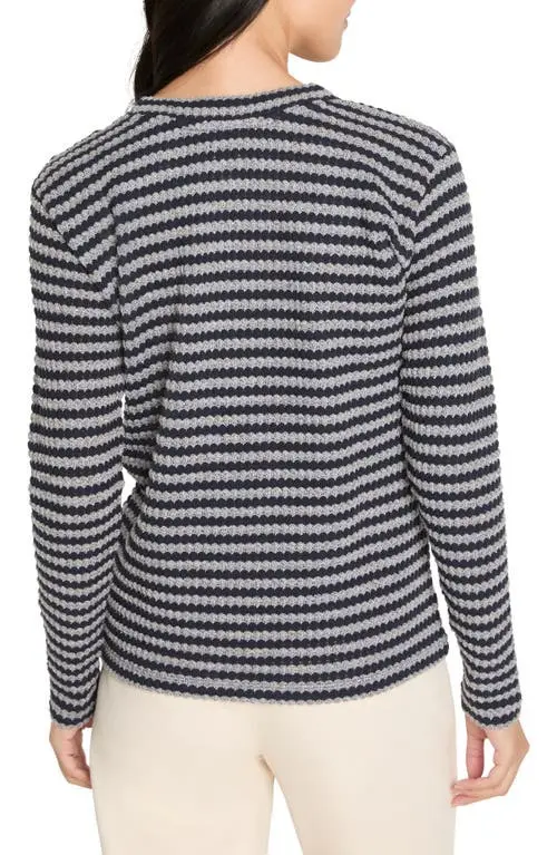 NIC+ZOE Texture Stripe Button Shoulder Top
