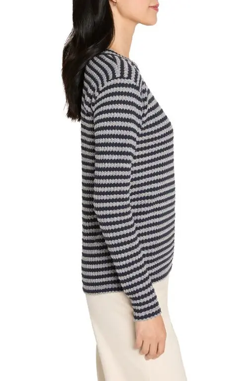 NIC+ZOE Texture Stripe Button Shoulder Top