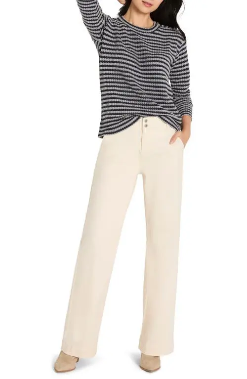 NIC+ZOE Texture Stripe Button Shoulder Top