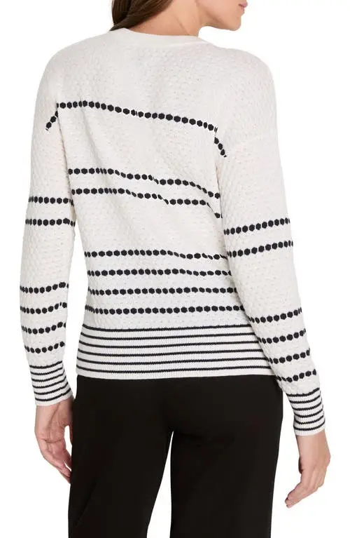 NIC+ZOE Cotton & Cashmere Blend Striped Sweater - Cream Multi