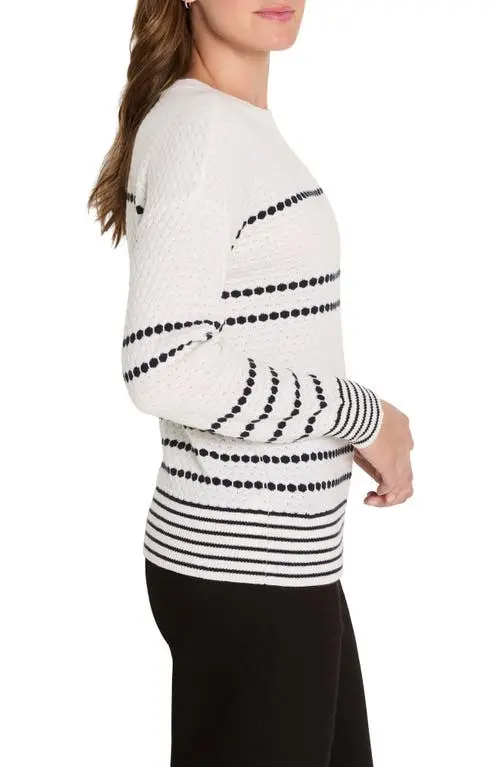 NIC+ZOE Cotton & Cashmere Blend Striped Sweater - Cream Multi