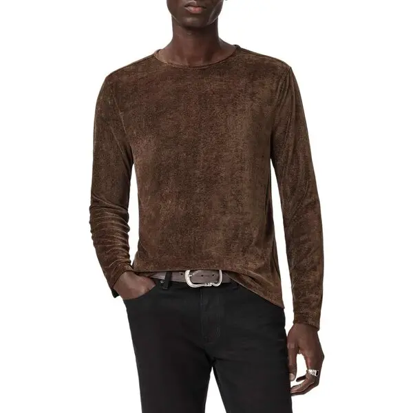 John Varvatos Sandro Long Sleeve Velvet Top - Dark Brown