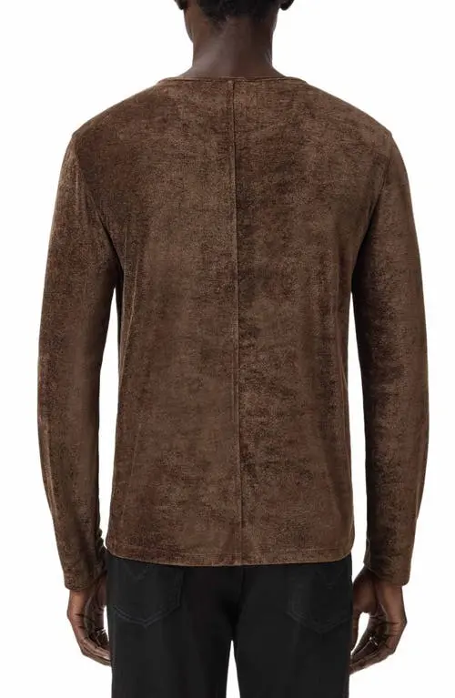 John Varvatos Sandro Long Sleeve Velvet Top - Dark Brown