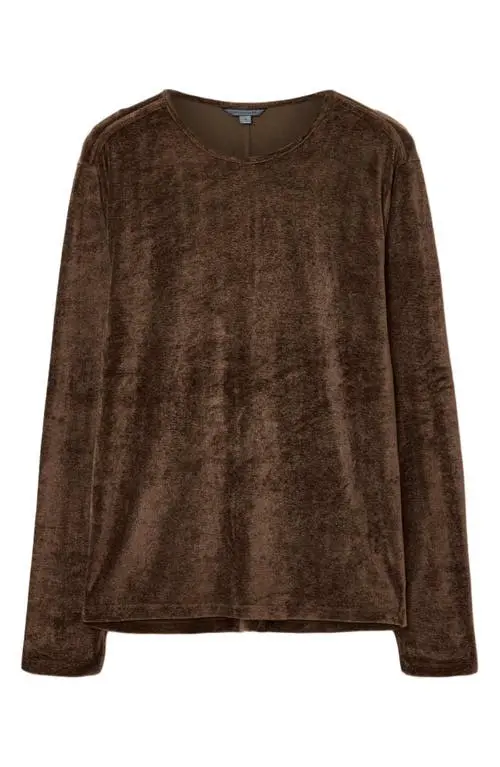 John Varvatos Sandro Long Sleeve Velvet Top - Dark Brown