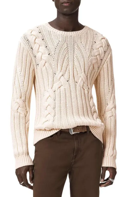 John Varvatos Dauphine Cabled Cotton Crewneck Sweater