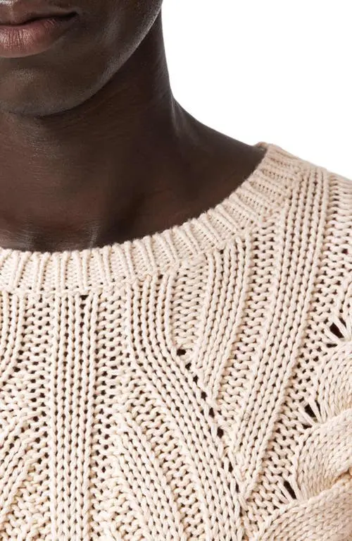 John Varvatos Dauphine Cabled Cotton Crewneck Sweater