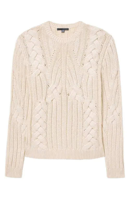 John Varvatos Dauphine Cabled Cotton Crewneck Sweater