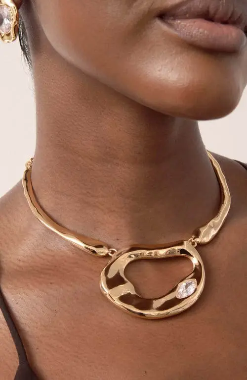 Ettika Molten Marquise Crystal Necklace - Gold