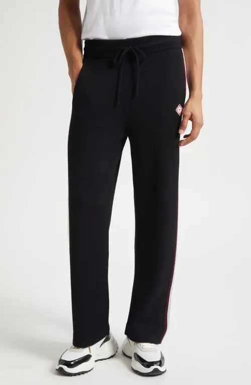Casablanca Stripe Merino Wool Knit Trousers - Black