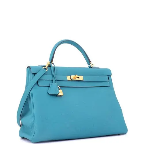 Hermès Kelly Handbag Blue Togo With Gold Hardware 35