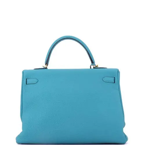 Hermès Kelly Handbag Blue Togo With Gold Hardware 35