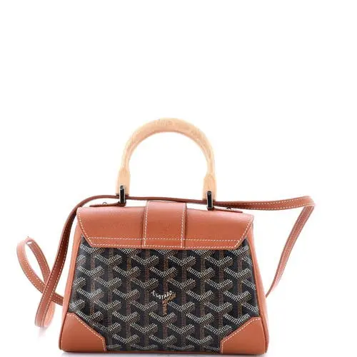 Goyard Saigon Top Handle Bag Coated Canvas With Leather Mini - Brown