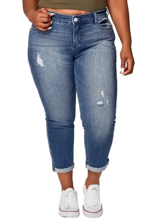 SLINK JEANS Mid-rise Cropped Boyfriend Jeans - Valentina