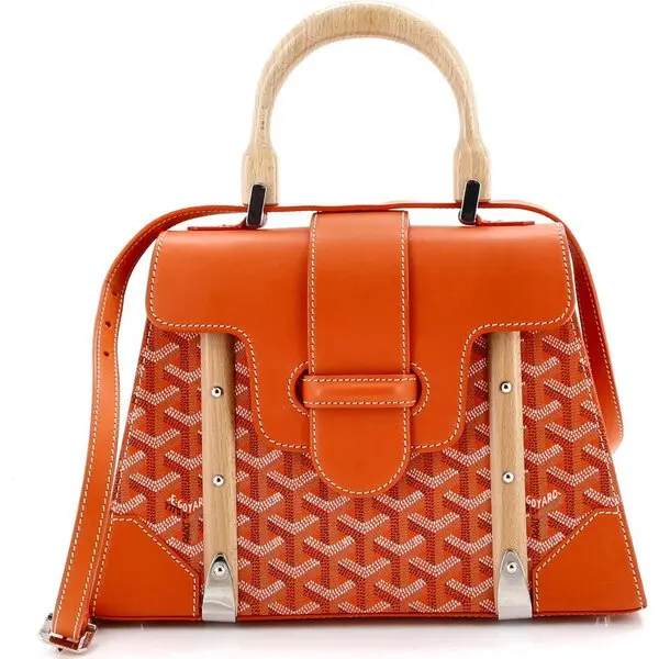 GOYARD Saigon Top Handle Bag Coated Canvas With Leather Pm - Orange