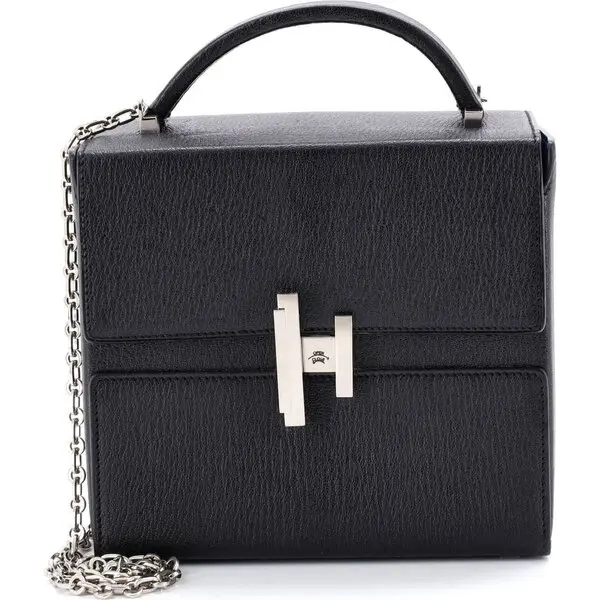 HERMES Cinhetic Top Handle Bag Verso Chevre Mysore - Verso - Noir/bleu Electrique