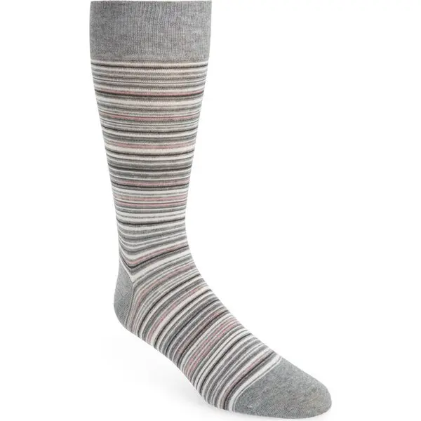 Cole Haan Multistripe Crew Socks - Grey Heather