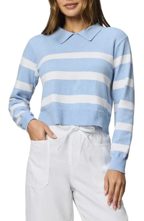 Splendid Phoebe Stripe Polo Sweater - Sea Breeze Blue/white