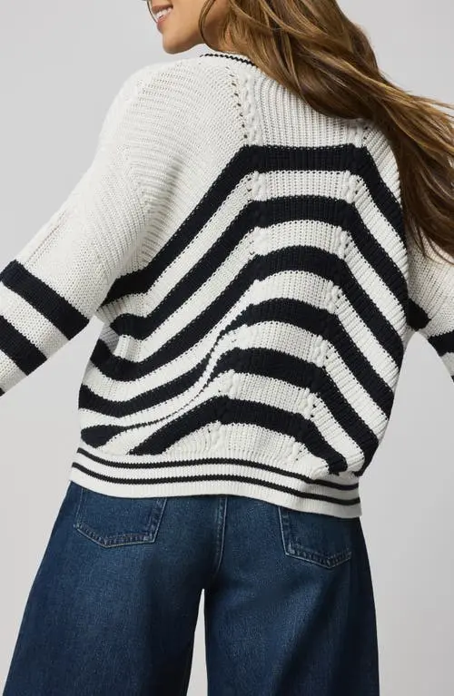 Splendid Vienna Chevron Cotton Sweater - White/navy Blue