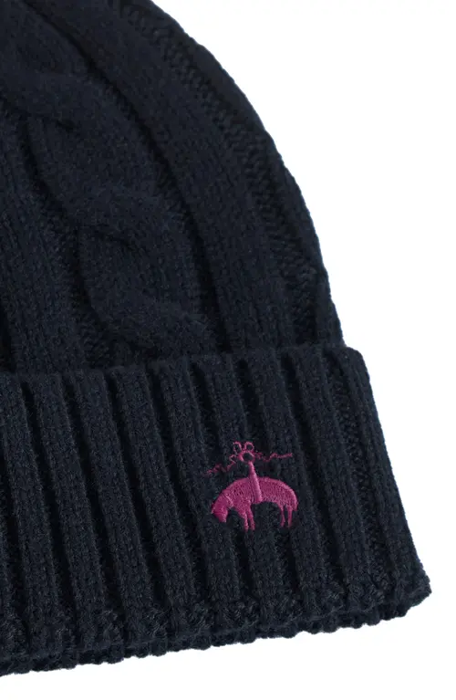 Brooks Brothers Cashmere Blend Cable Hat - Black