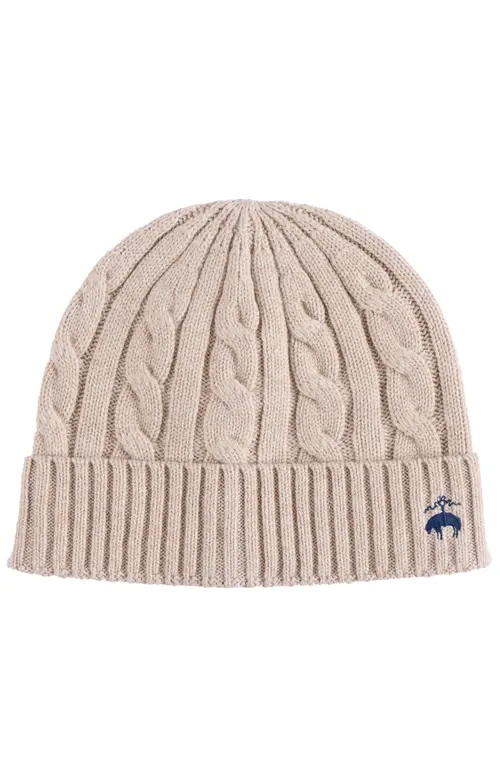 Brooks Brothers Cashmere Blend Cable Hat - Camel Heather