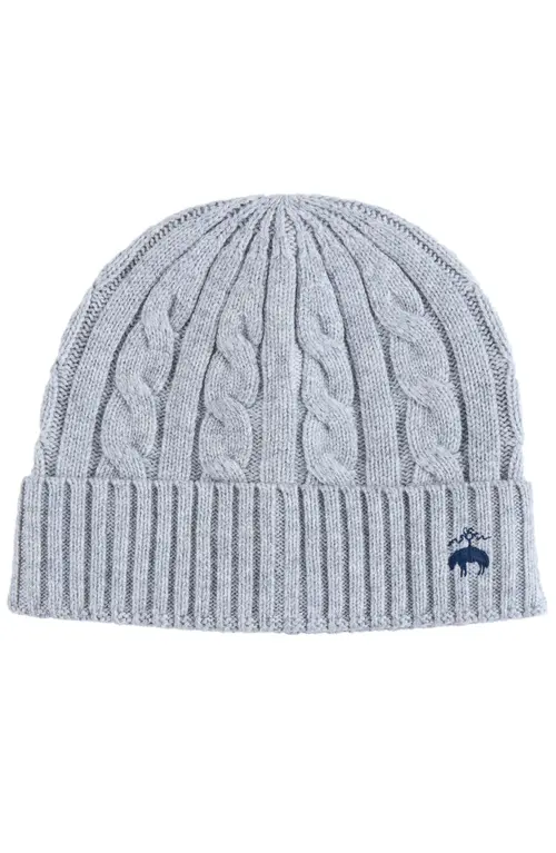Brooks Brothers Cashmere Blend Cable Hat - Med Grey Heather