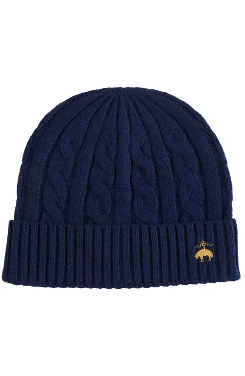 Brooks Brothers Cashmere Blend Cable Hat - Navy
