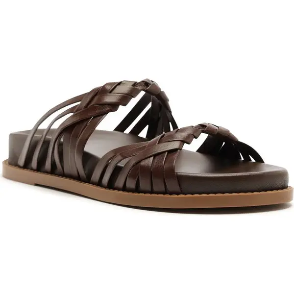 Schutz Braided Platform Sandals - Chestnut Brown