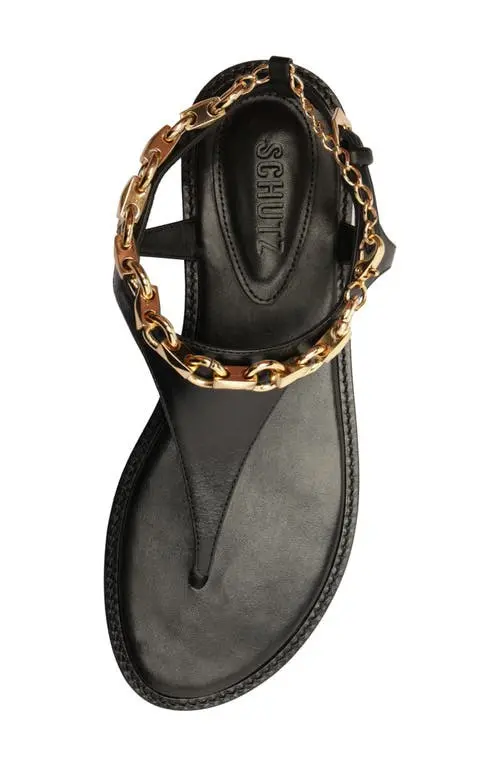 Schutz Lys Ankle Strap Slide Sandal - Black