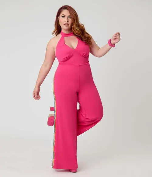 SMAK PARLOUR Sashed Sleeveless Halter Jumpsuit
