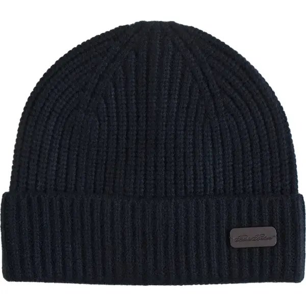Brooks Brothers Pure Cashmere Ribbed Beanie - Black