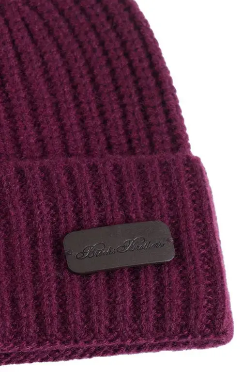 Brooks Brothers Pure Cashmere Ribbed Beanie - Bordeaux