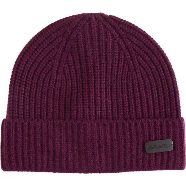 Brooks Brothers Pure Cashmere Ribbed Beanie - Bordeaux