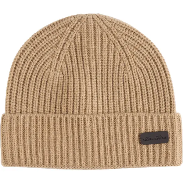 Brooks Brothers Pure Cashmere Ribbed Beanie - Camel